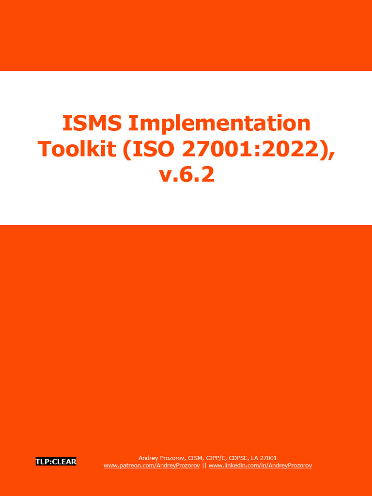 Isms Implementation Toolkit 62 By Andrey Prozorov 240730 Pdf Information Security Securities 