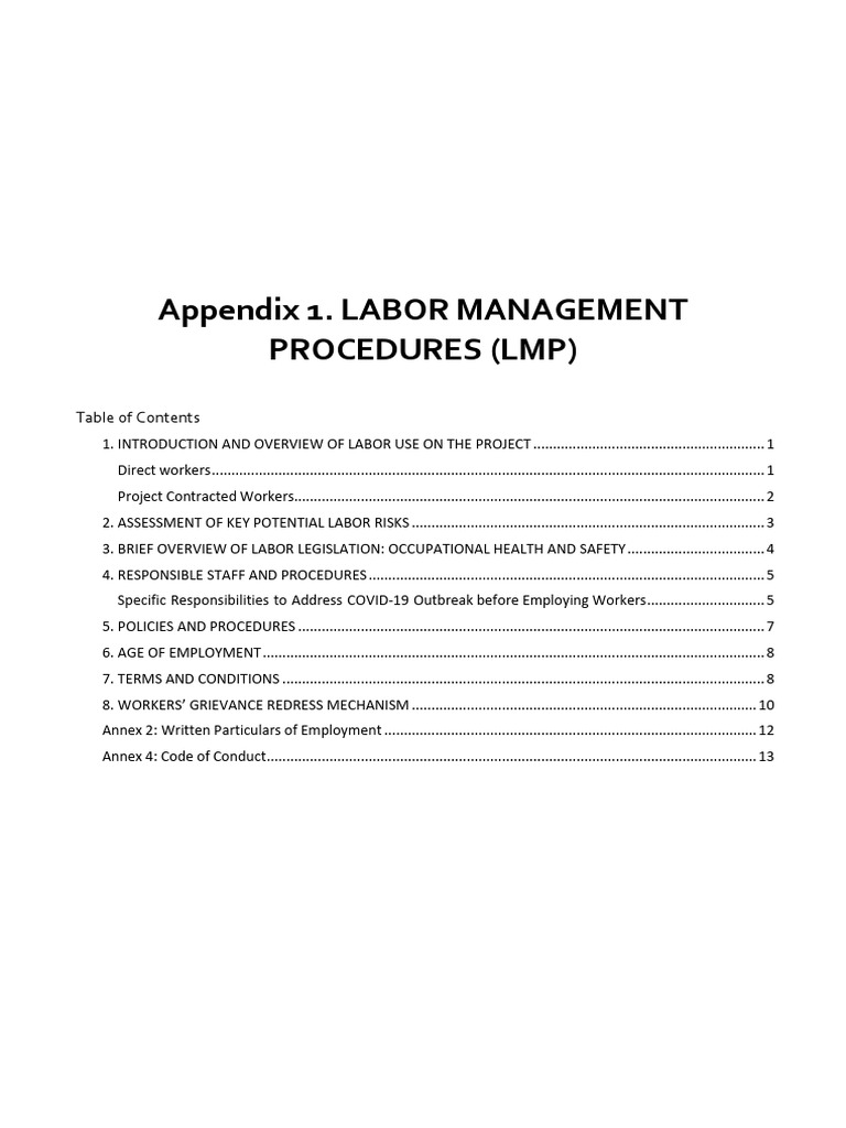 SEA MaP - P175659 - Labor Management Procedures LMP - April5 | PDF ...