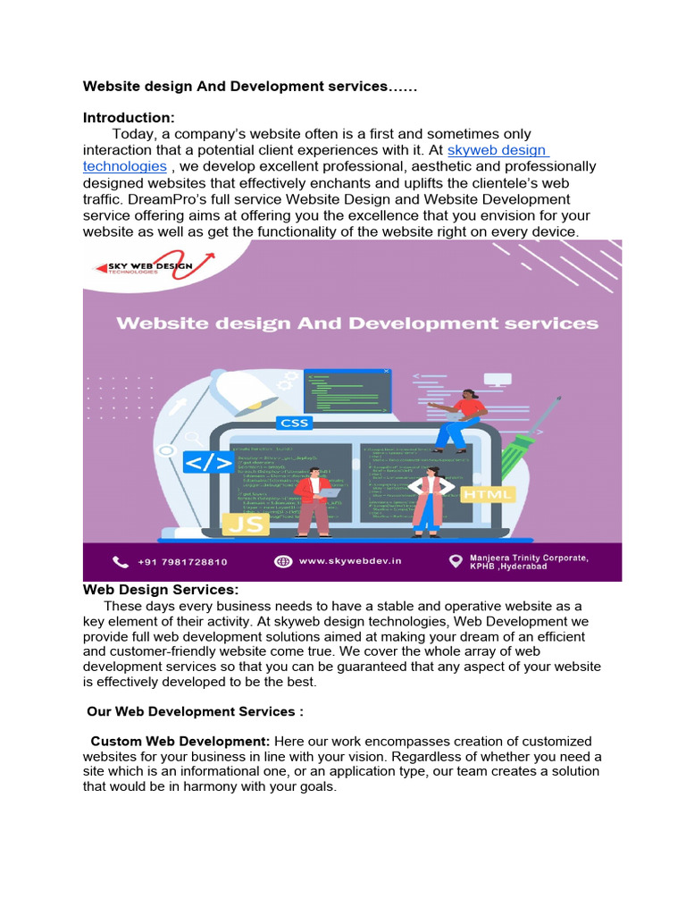 Website Design and Development Services | PDF | Web Development | Web Design