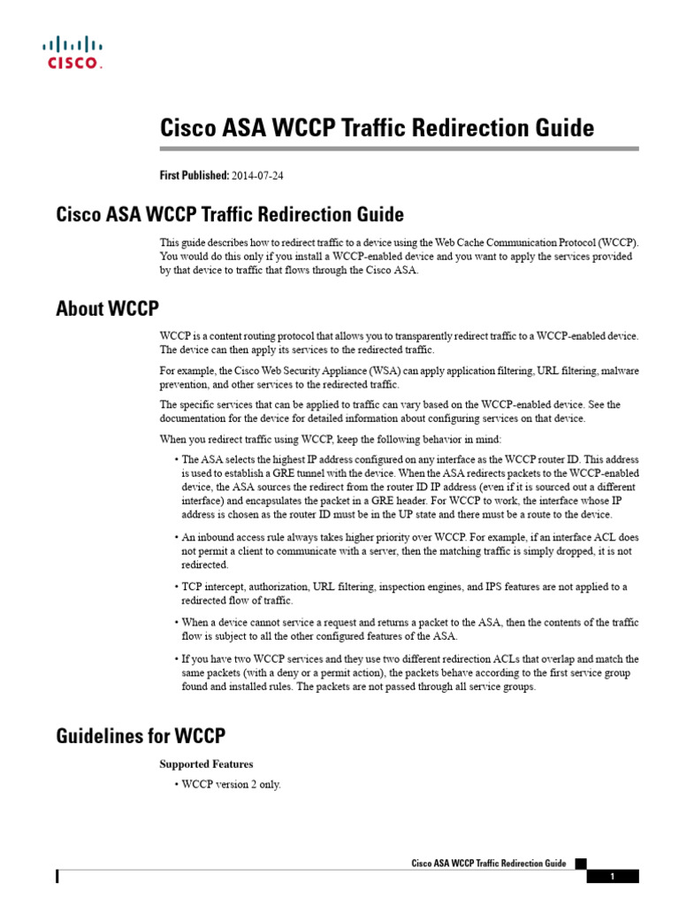 Asa WCCP | PDF | Router (Computing) | World Wide Web