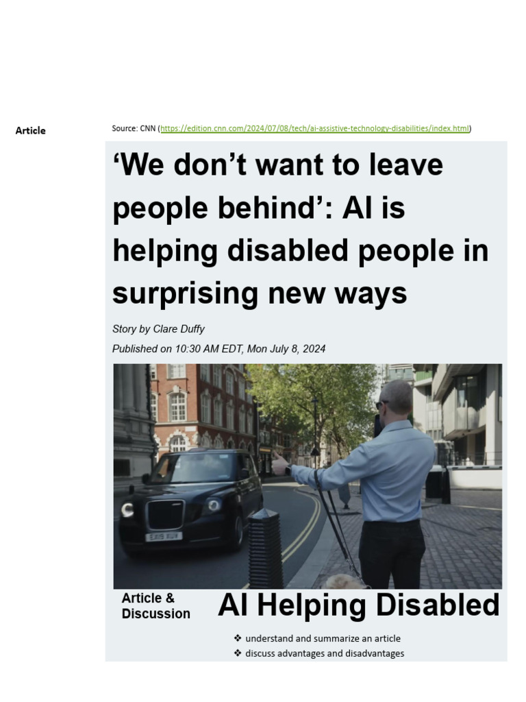 Article Discussion - 07.2024 - AI Helping Disabled People | PDF ...
