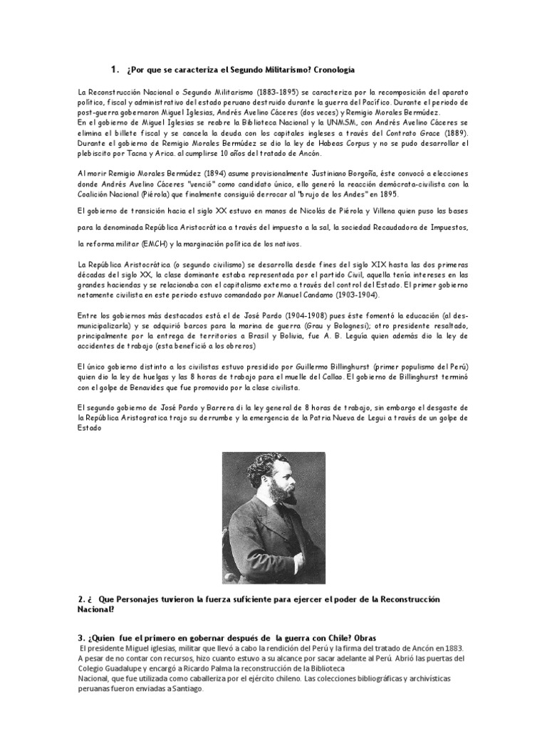 Características del Segundo Militarismo | PDF | Perú | Gobierno