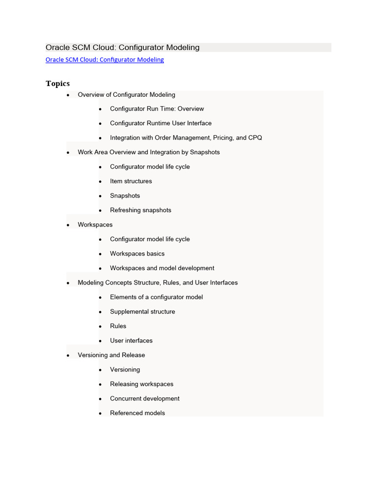 Oracle SCM Cloud Configurator Guide | PDF