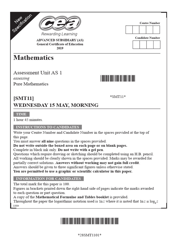 A2AS MATH REVISED Past Papers Mark Schemes Standard MayJune Series 2019 28551 | PDF | Circle ...