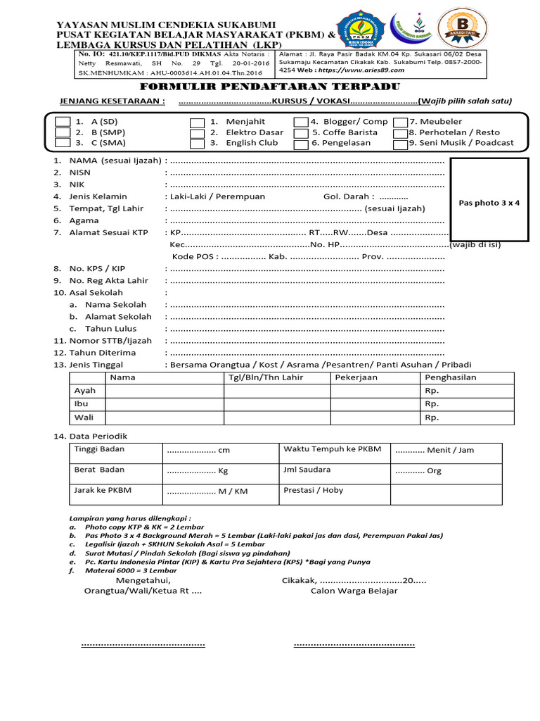Formulir Terpadu 2022 | PDF | Griya & Taman