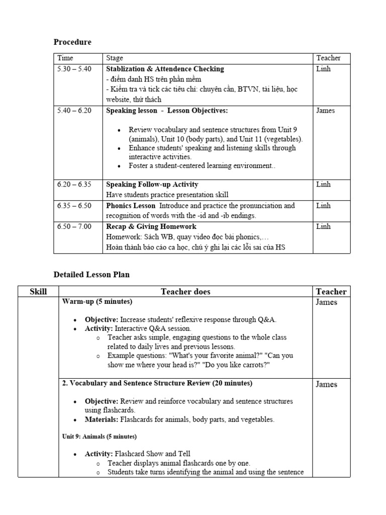 Kids 1A Lesson plann | PDF | Phonics | Learning Methods