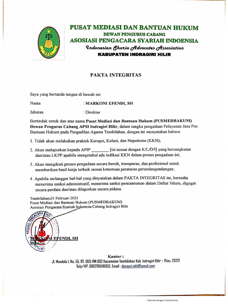 Fakta Integritas Apsi | PDF