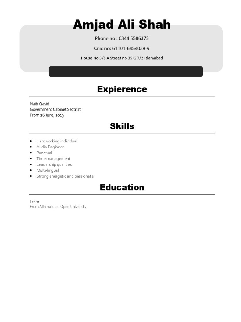 Amjad Ali Shah CV-2 | PDF