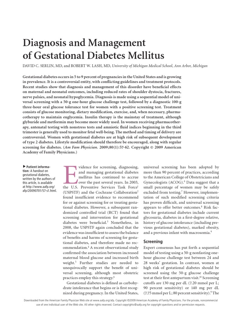 DMG Diagnosis and Management | PDF | Gestational Diabetes | Diabetes ...