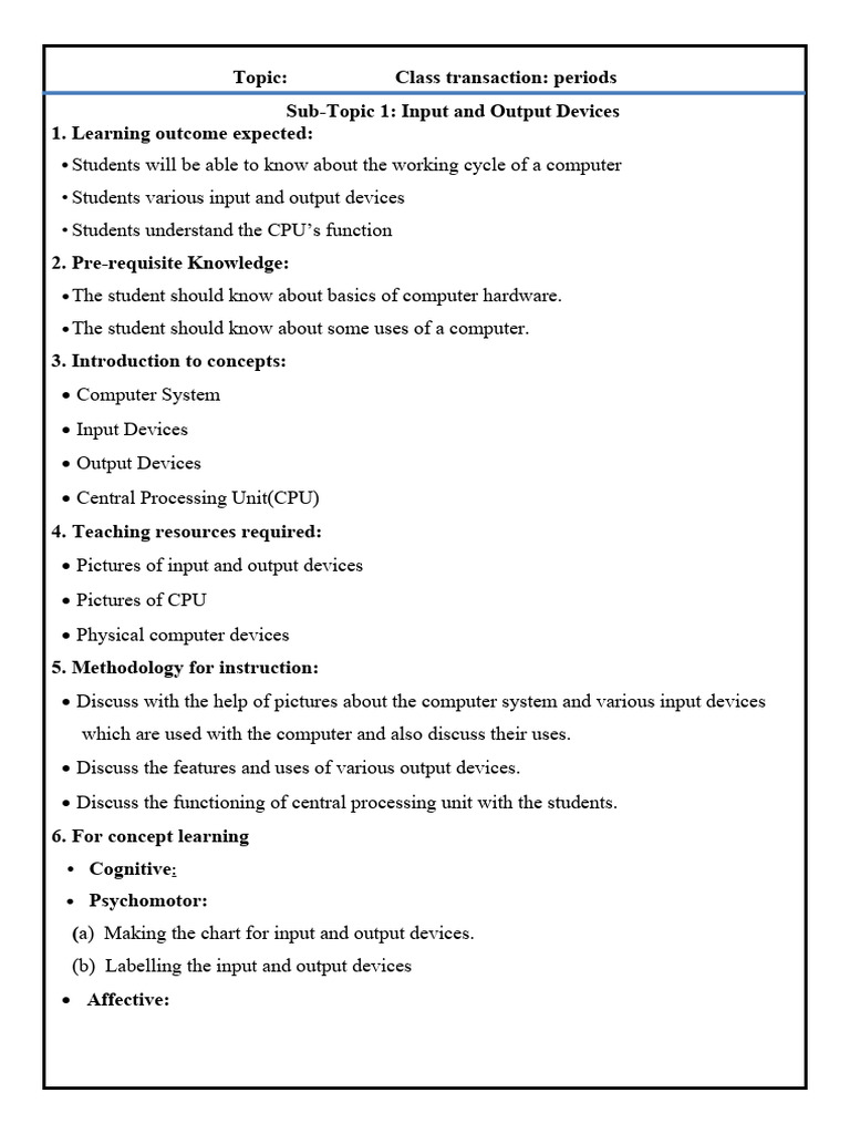 Input &Output | PDF | Input/Output | Learning