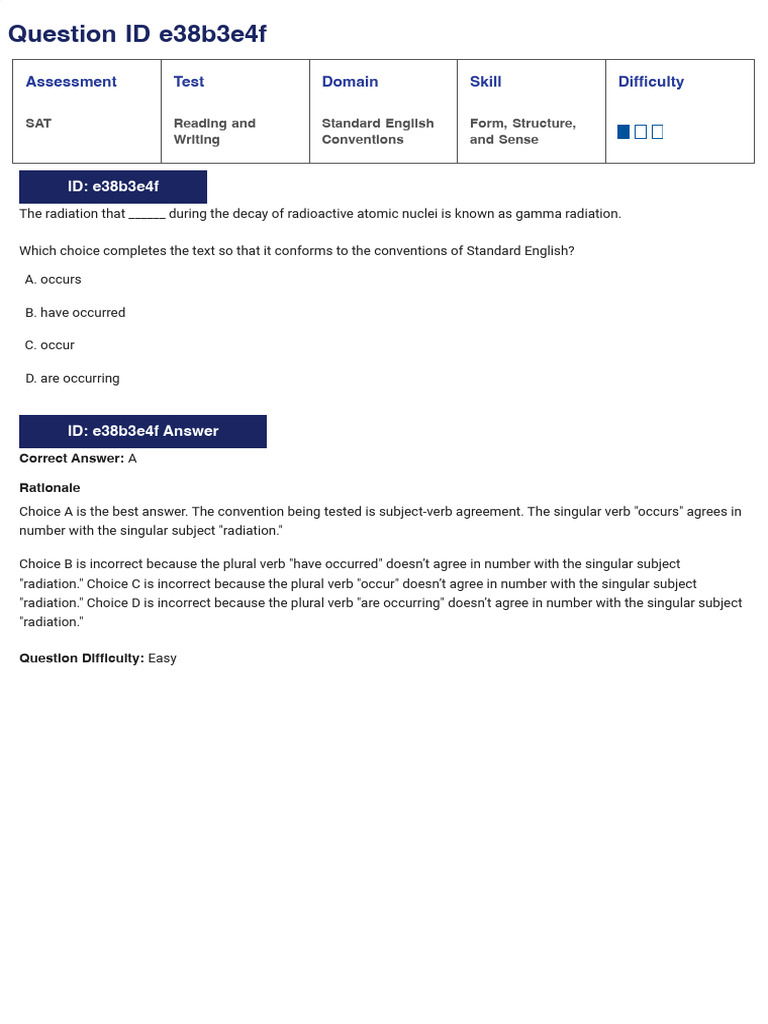 SAT Suite Question Bank - form, structure, sense answers | PDF ...