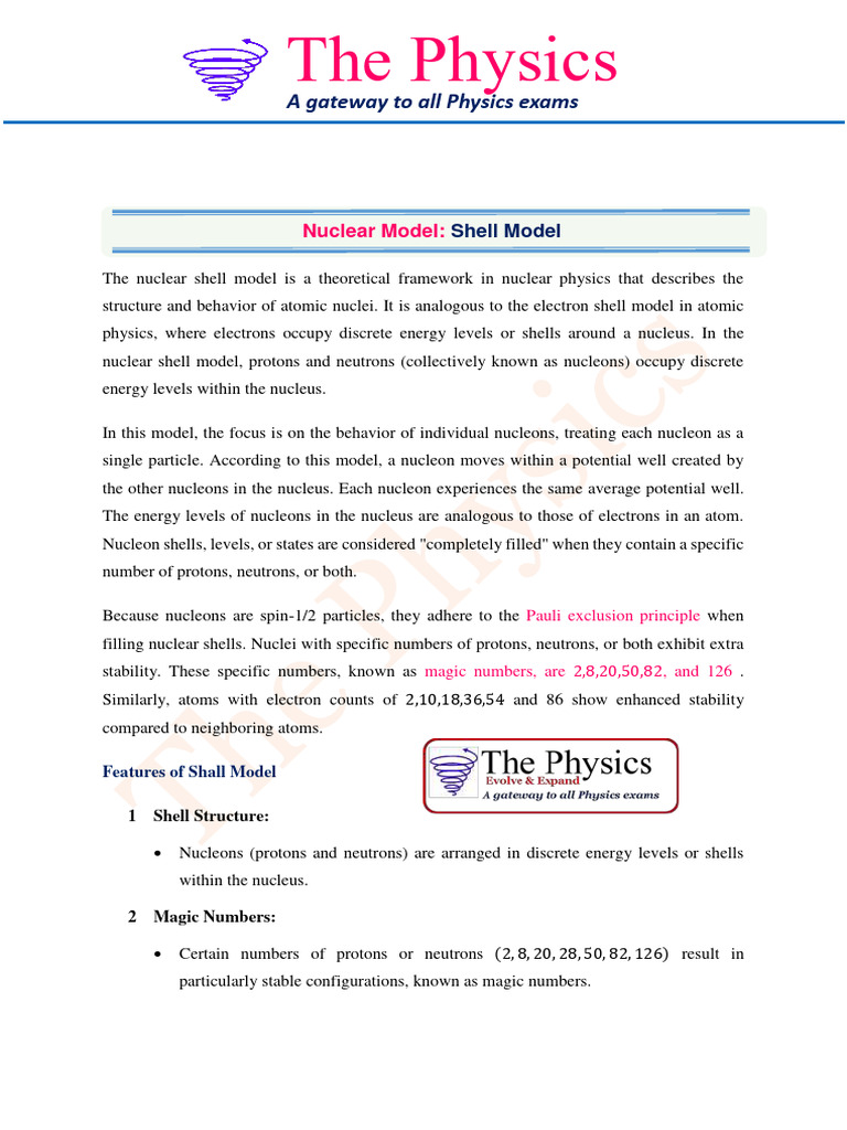 Shell Model of Nucleus for GATE | PDF | Atomic Nucleus | Neutron