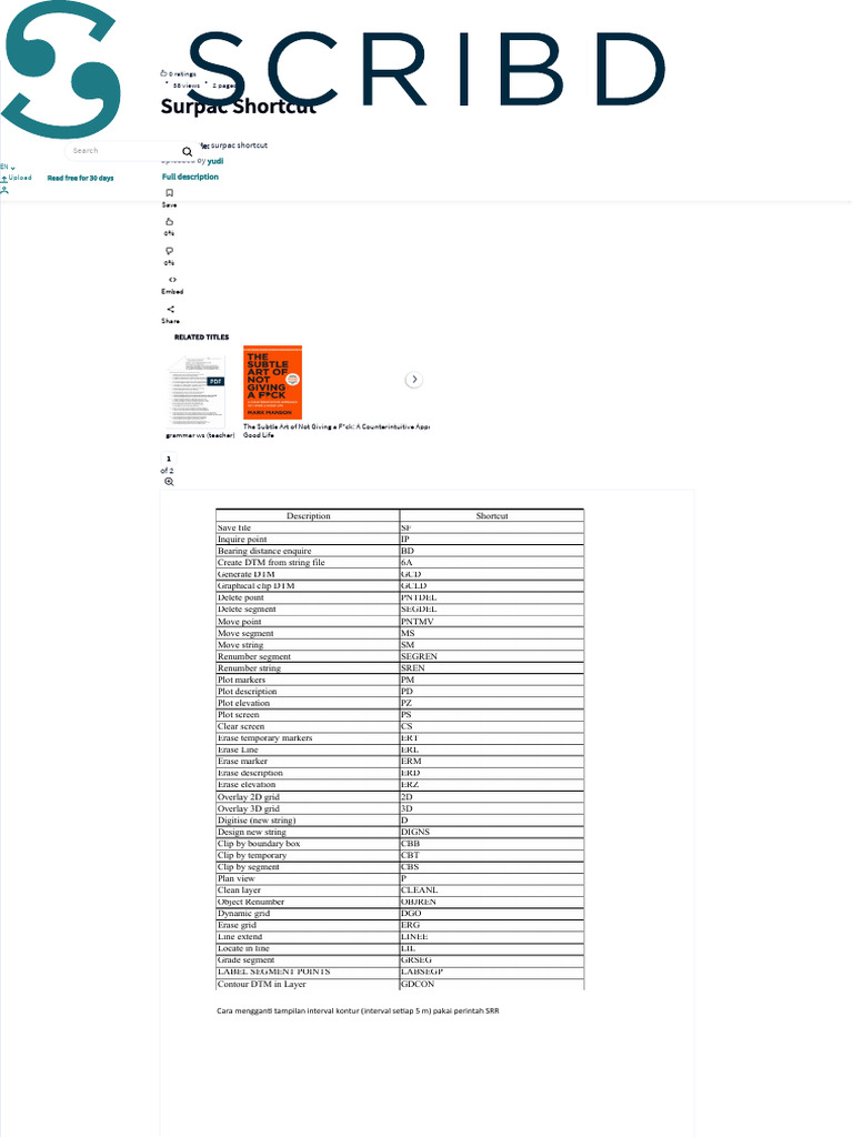 Surpac Shortcut - PDF | PDF | Scribd | Software