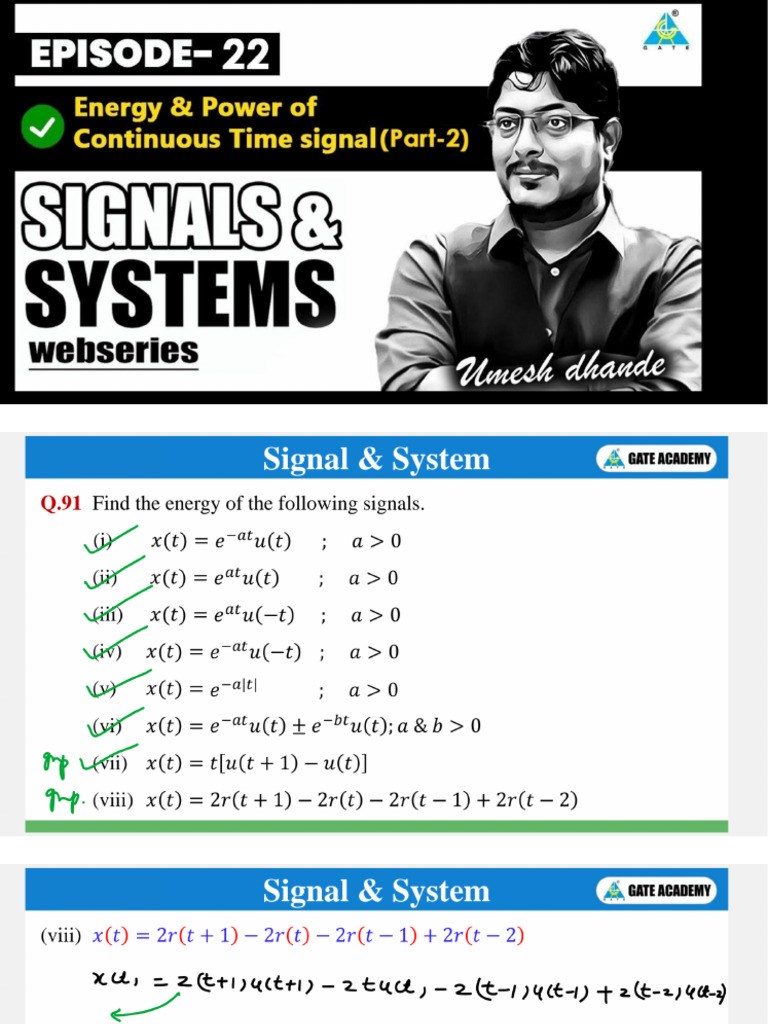 Ep-22 Signals & Systems Energy & Power of Continuous Time Signal (Part ...