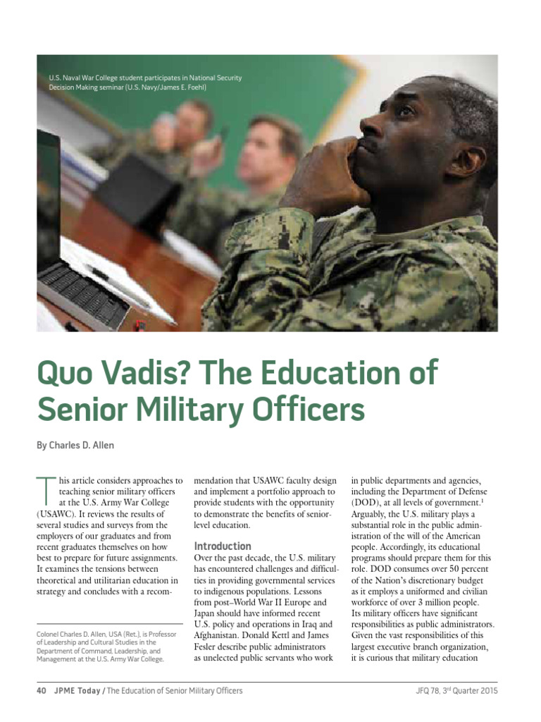 Education Senior Military Officers | PDF | Curriculum | Theory