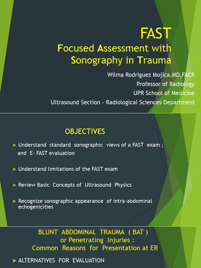 FAST Focused Assessment With Sonography in Trauma | PDF | Medical ...