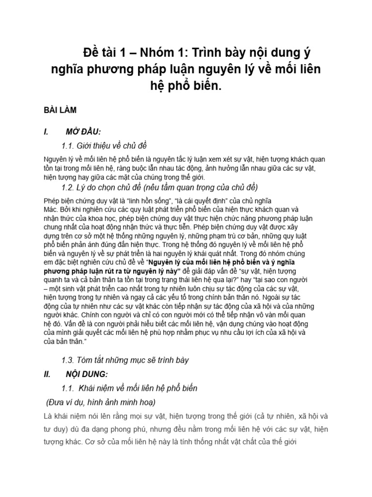 Nhóm 1 - Đề Tài 1 - Môn Thml | PDF