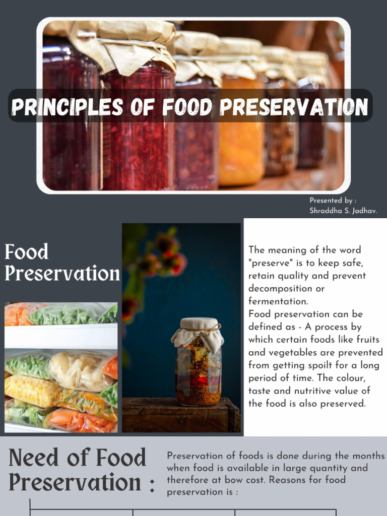 Principles of Food Preservation - by Shraddha | PDF