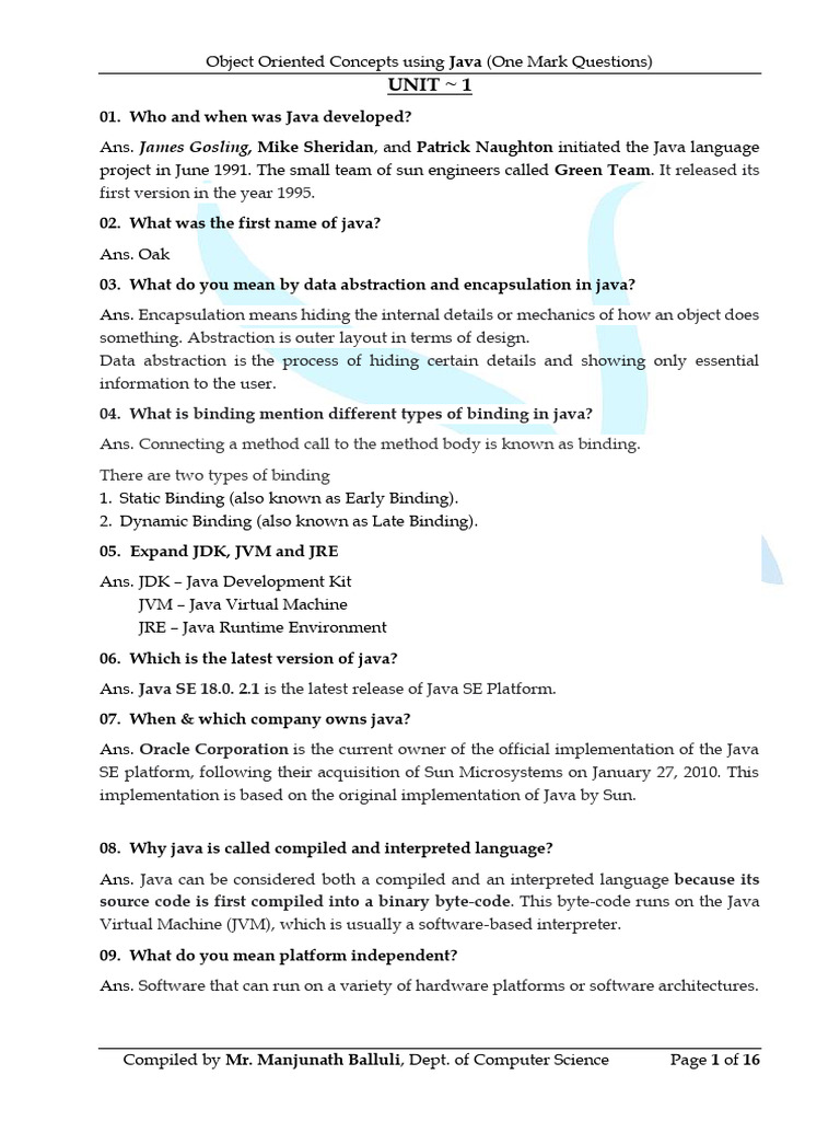 Viva Questions Pdf Method Computer Programming Inheritance Object Oriented Programming 4600