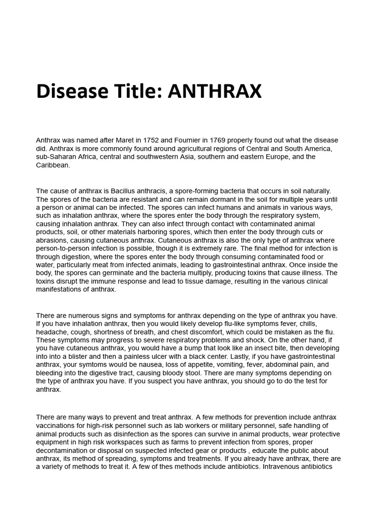 anthrax-travis cheung | PDF | Anthrax | Clinical Medicine