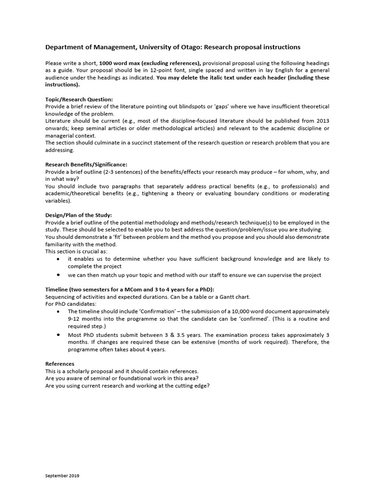 View The Department of Management Format For Research Proposals 728237 ...