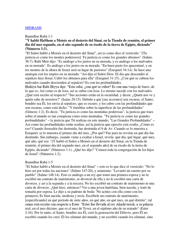 Bamidbar Midrash y Comentarios | PDF | Libro de números | Libro del éxodo