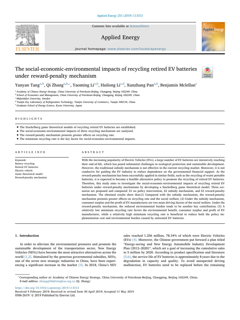 19.the Social-Economic Environmental Impacts of Recycling Retired EV ...