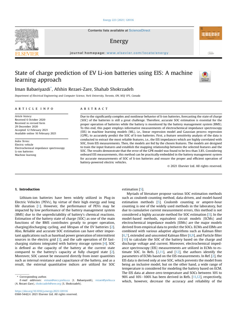 20 State Of Charge Prediction Of Ev Li Ion Batteries Using Eis A