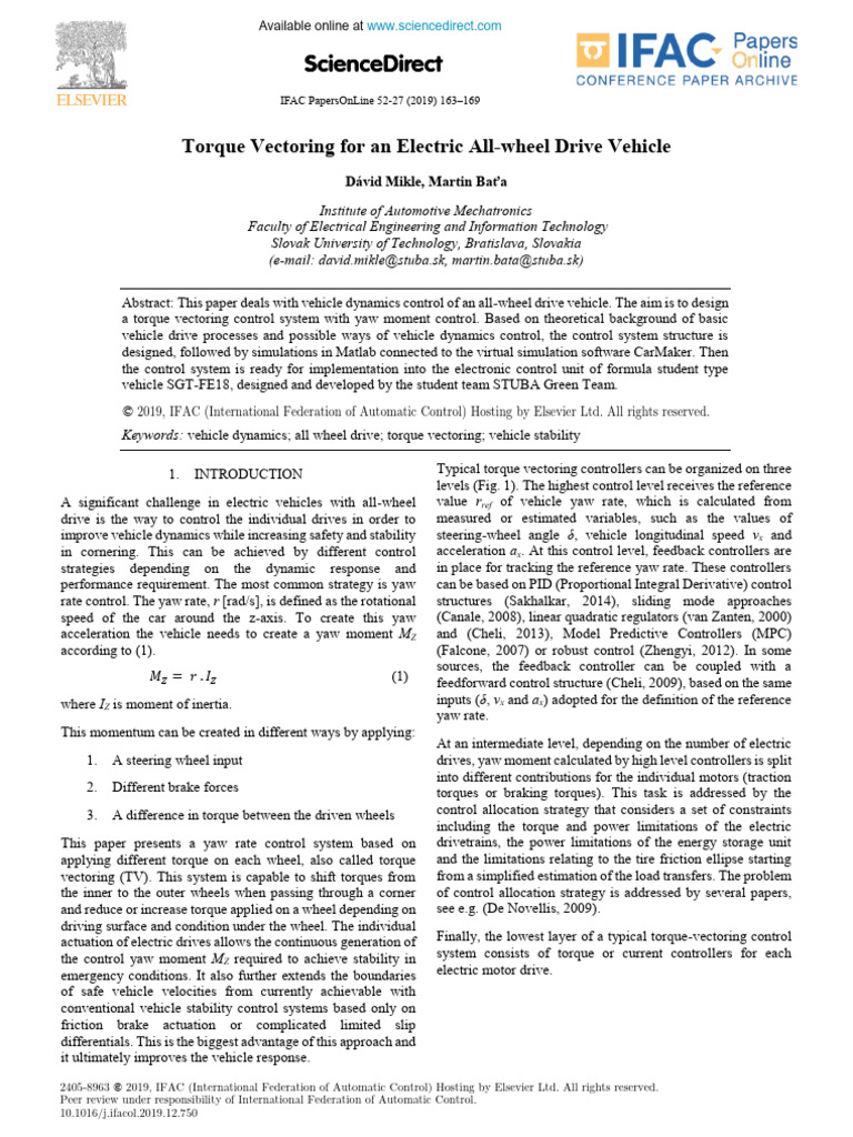 25.torque Vectoring For An Electric All Wheel Drive Vehicle | PDF ...