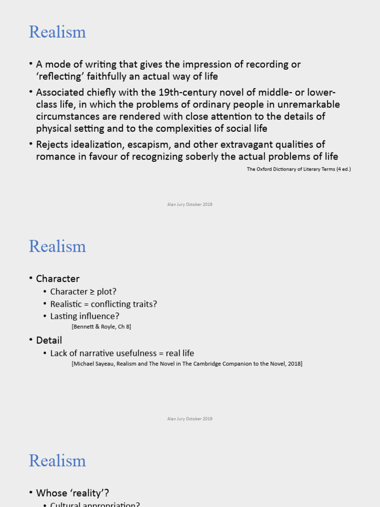 Realism Presentation With Notes | PDF | Classics