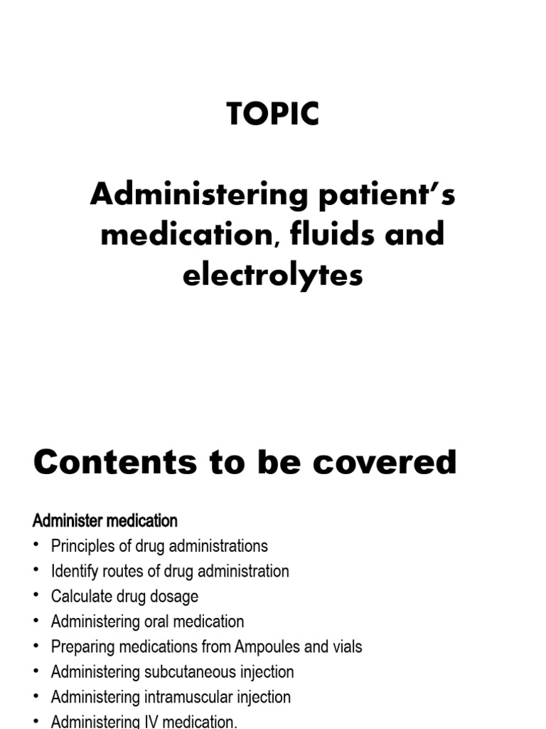 Session 01 - Drug Administration-1 | PDF | Injection (Medicine ...