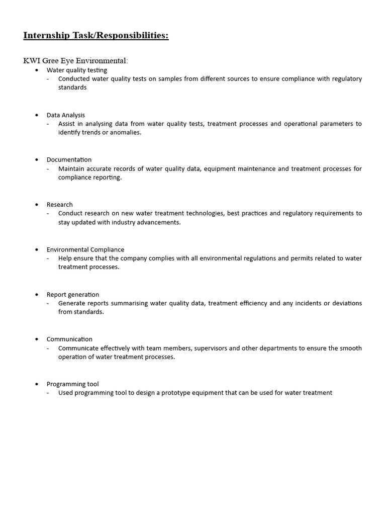 Internship Tasks | PDF | Water Quality | Wind Power