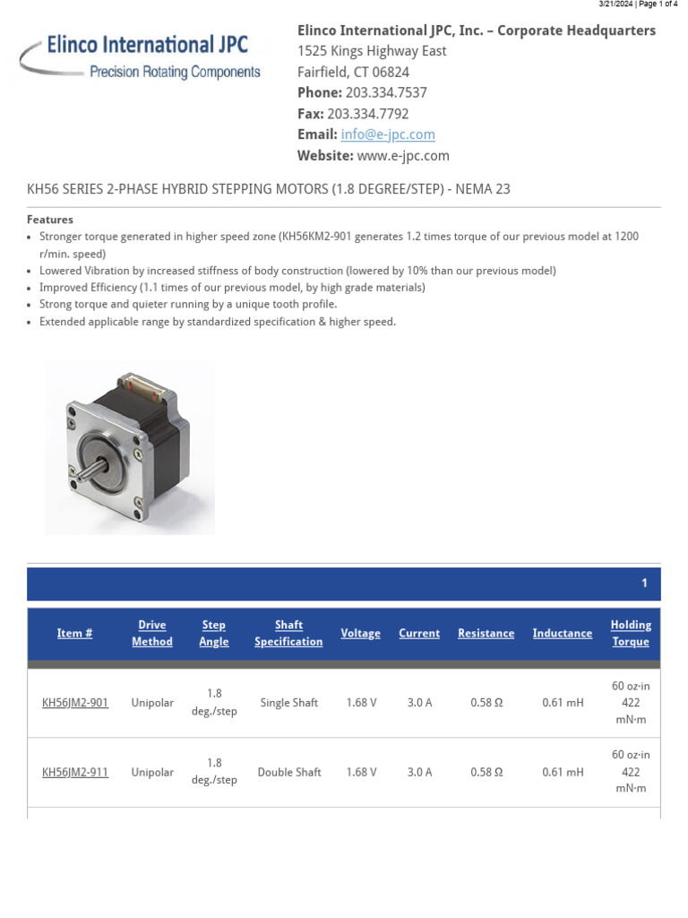 KH56Series2 PhaseHybridSteppingMotors (1.8DegreeStep) Nema23 | PDF ...