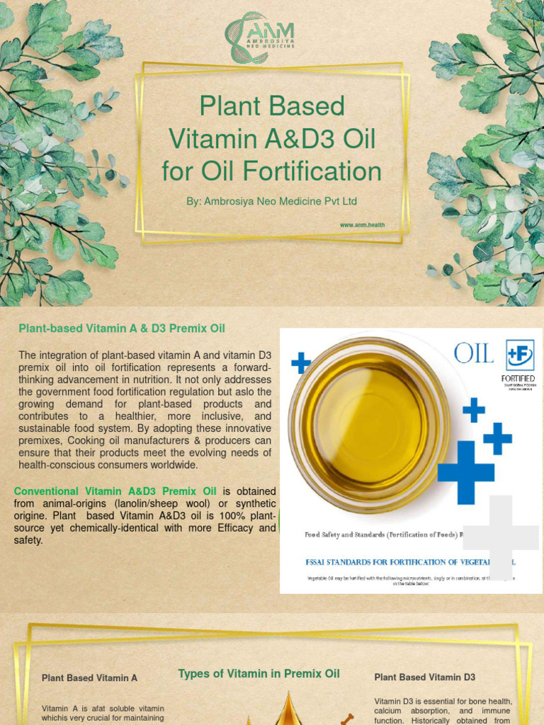 Plant-Based Oil Fortification Solution | PDF | Vitamin | Vitamin A