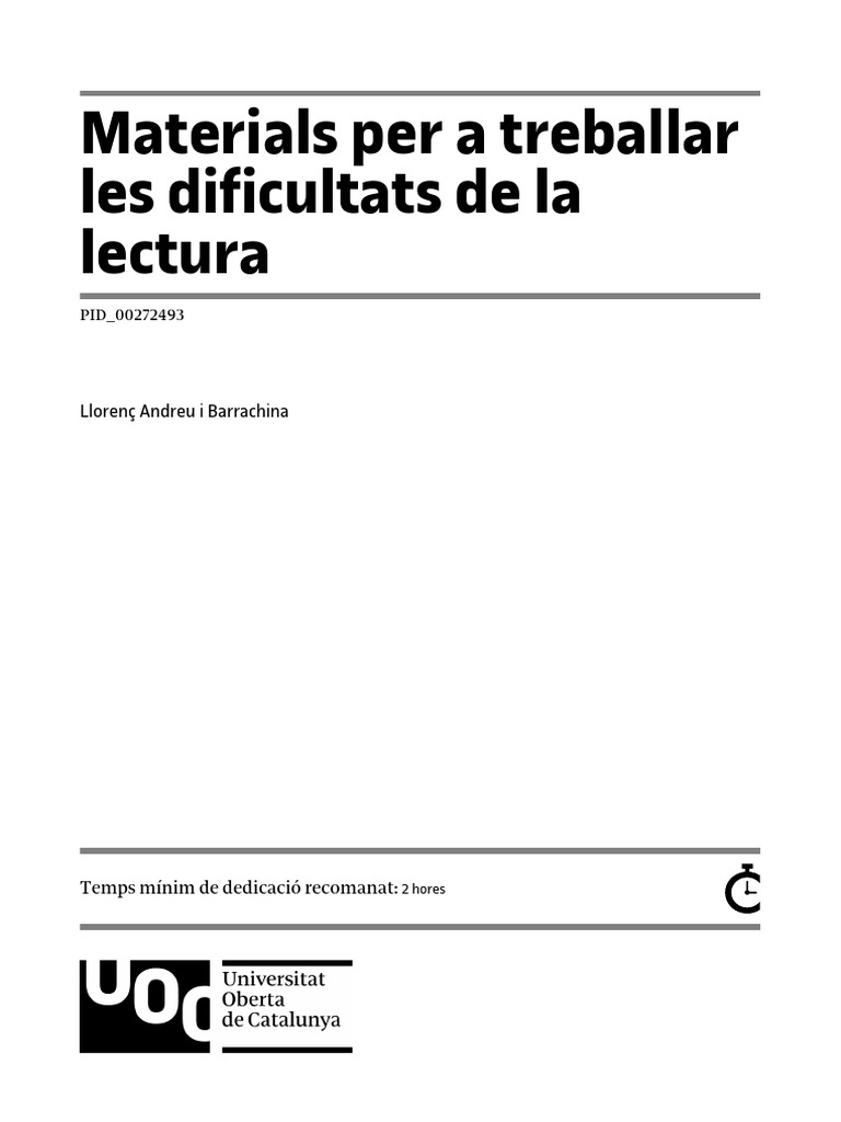 Materials Per ATreballar Les Dificultats de La Lectura | PDF