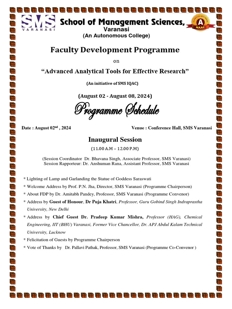 FDP 2024 Programme Schedule | PDF