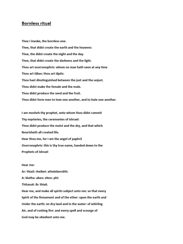 Bornless Ritual | PDF | Thou | Religious Belief And Doctrine