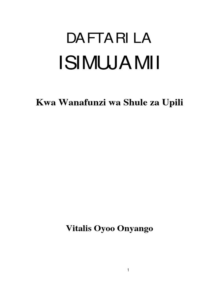 Daftari La Isimujamii Kwa Shule Za Upili | PDF