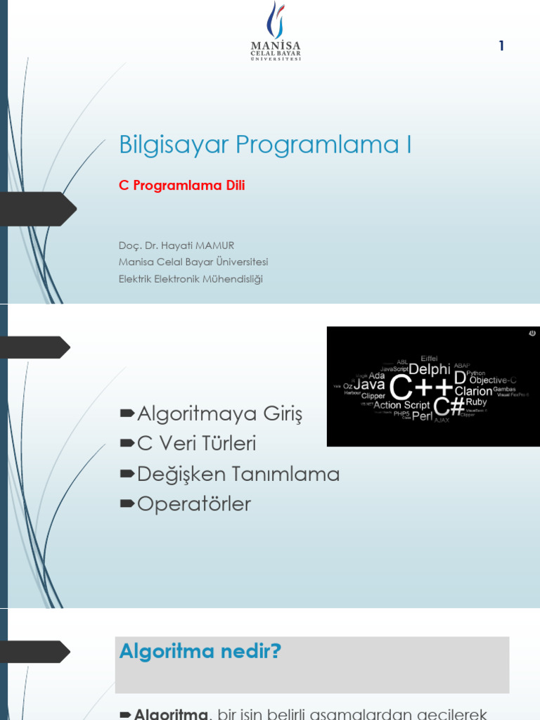 Bilgisayar Programlama I | PDF