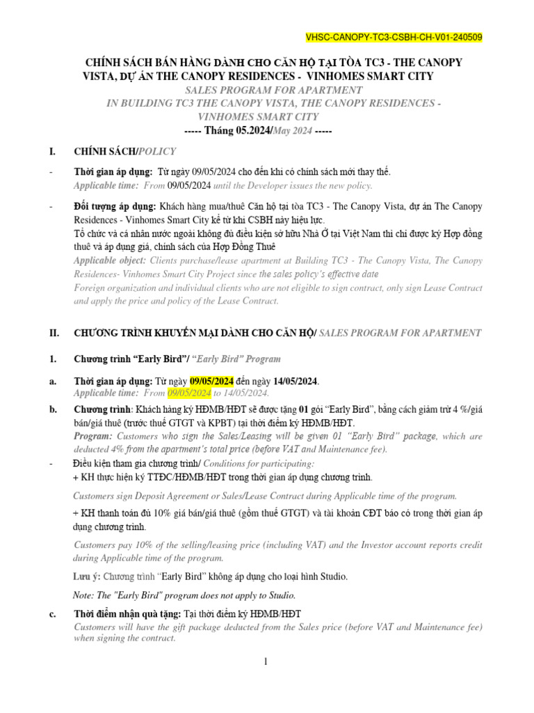 VHSC - Canopy - TC3 (P19) - CH - CSBH - V01 - KH 1 | PDF