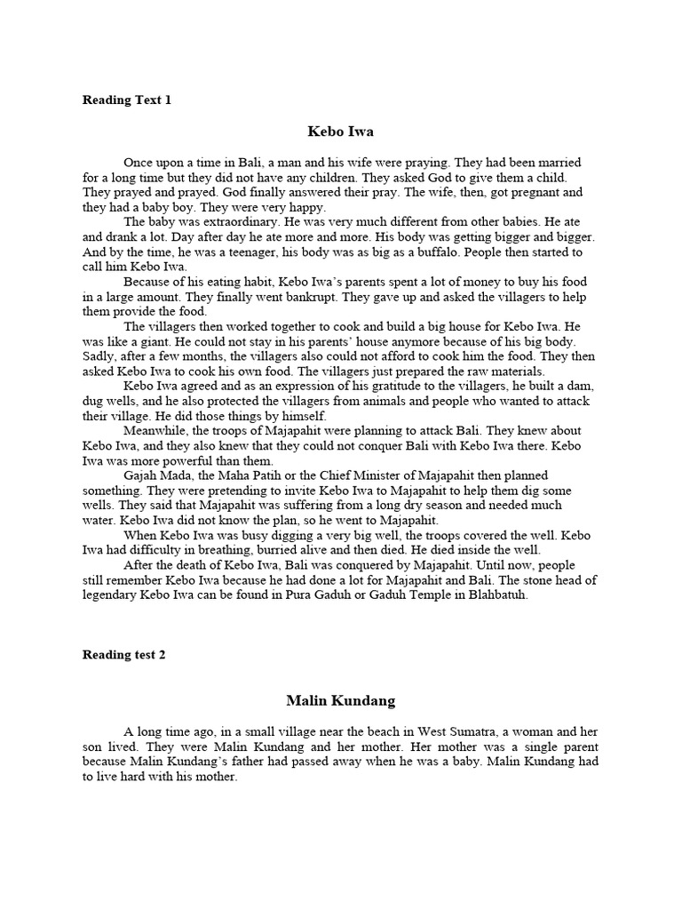 Teks For Test Narrative | PDF