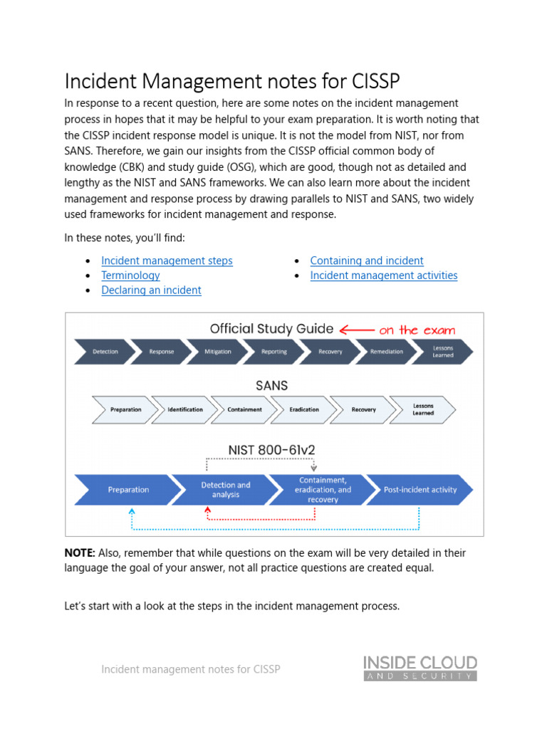 CISSP Incident Management Overview | PDF | Malware | Incident Management