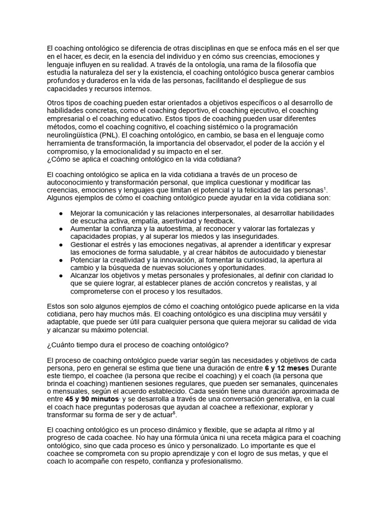 Coaching Ontologico Pdf Las Emociones Dolor