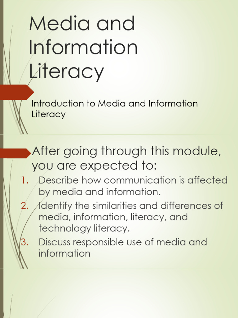 Introduction To Media Information Literacy | PDF | Communication ...