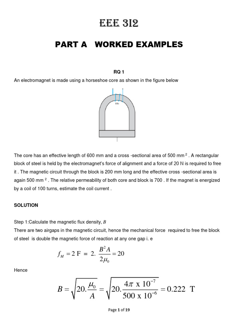 Eee 312 Part A Worked Examples | PDF | Inductance | Inductor
