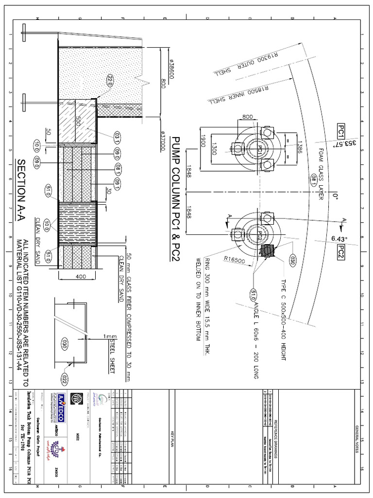G110-VD-30-2550-DWG-139-A3-2 Insulation Tank Bottom Pump Columns PC1&PC2 For TK-1701 | PDF