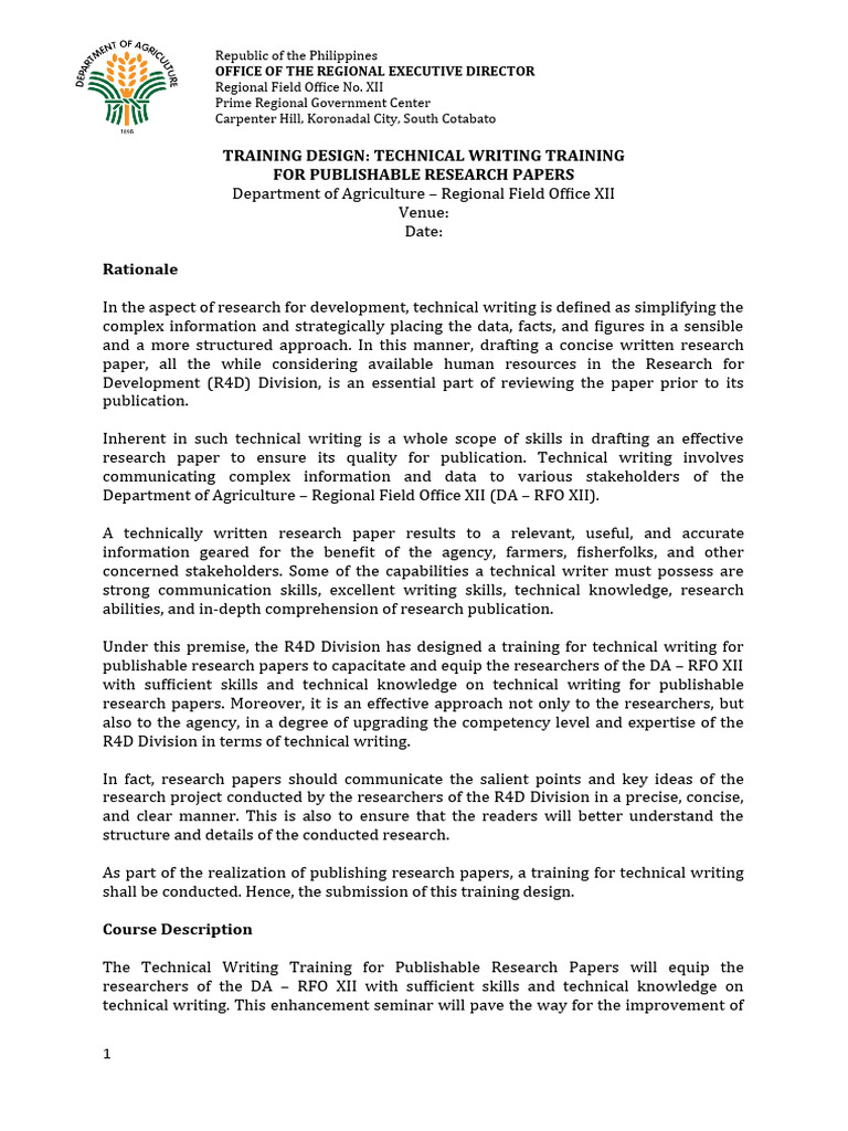 (Training Design) Technical Writing Training For Publishable Research Papers | PDF | Information ...