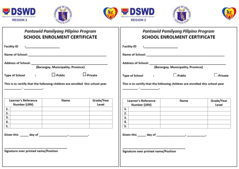 School Enrolment Certificate | PDF