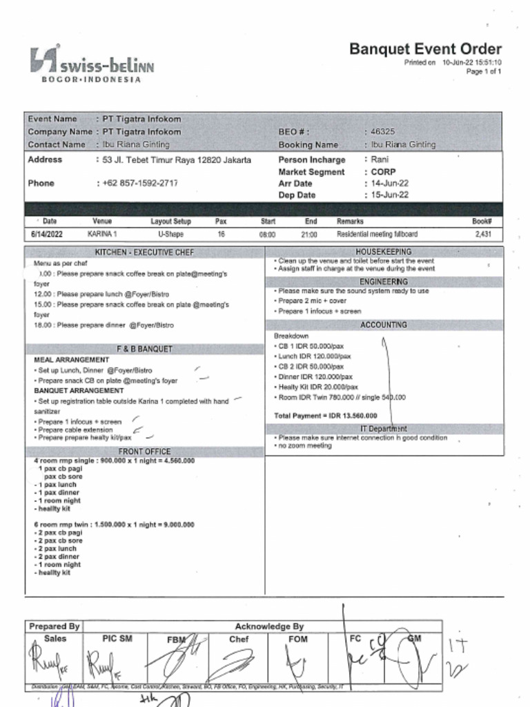 BEO PT Tigatra Infokom 14-15 Juni 2022 | PDF