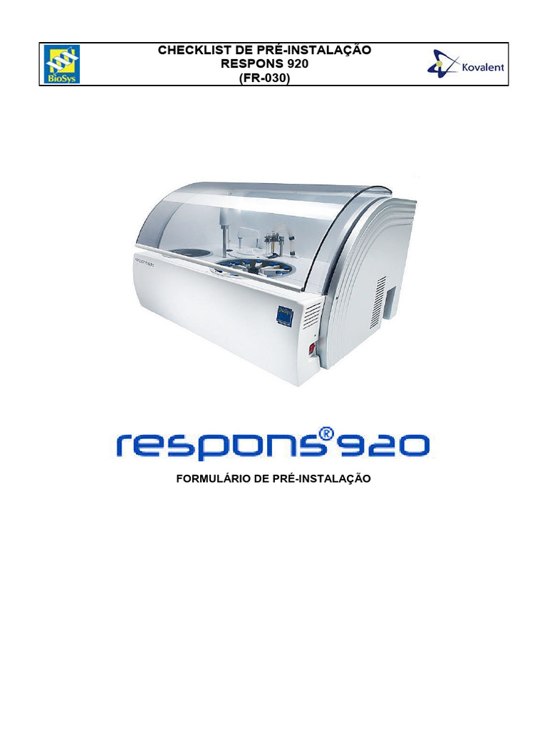 Pré-Instalação do Analisador Bioquímico | PDF | Fonte de energia ...